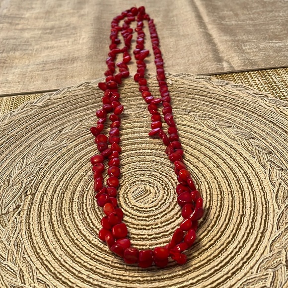 Jewelry | Chunky Red Coral Double Strand Statement Red Necklace | Poshmark